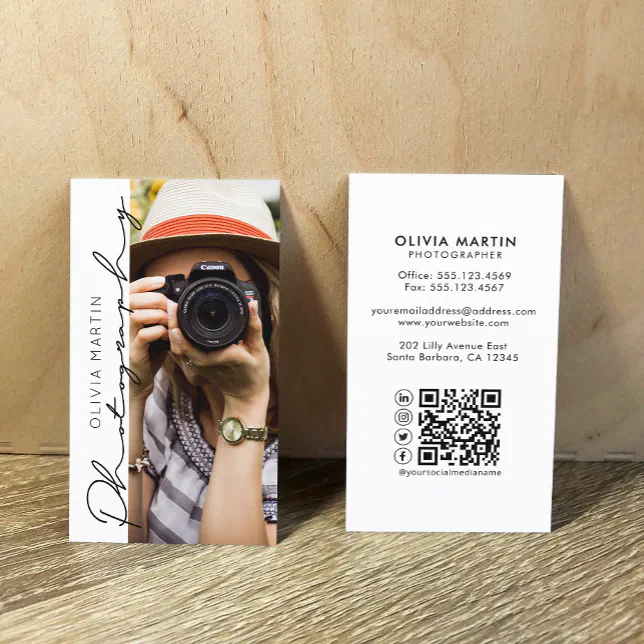 Modern Photo Typography Photographer Business Card | Zazzle
