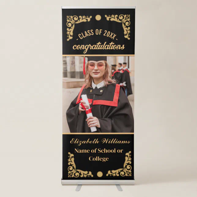 Modern Photo Vertical Graduation Party Retractable Banner | Zazzle