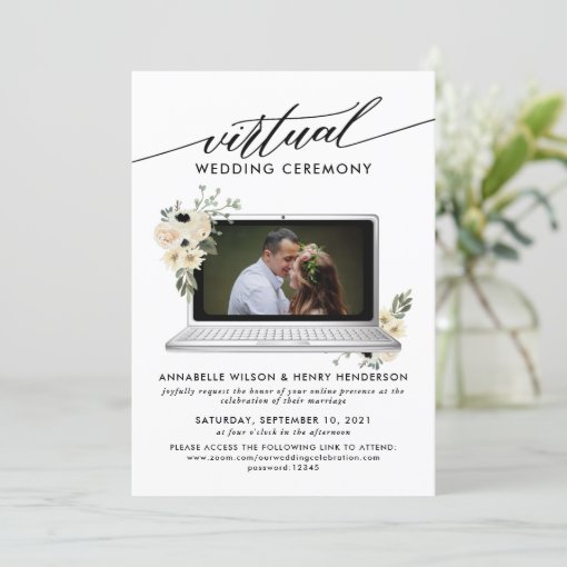 Modern Photo Virtual Wedding Ceremony Invitation | Zazzle