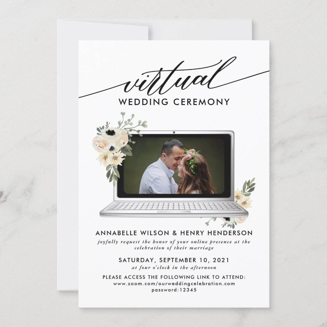 Modern Photo Virtual Wedding Ceremony Invitation | Zazzle