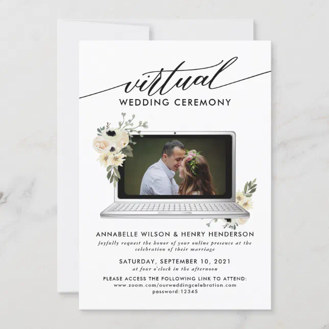 Modern Photo Virtual Wedding Ceremony Invitation | Zazzle