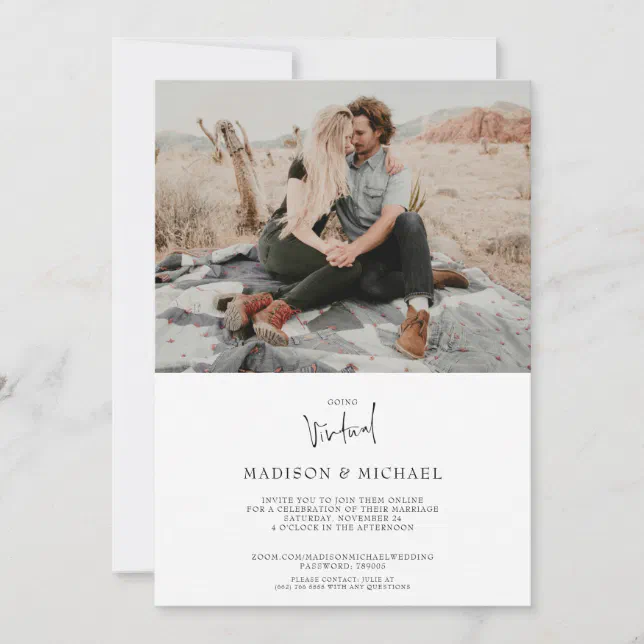 Modern Photo Virtual Wedding Invitation Card | Zazzle