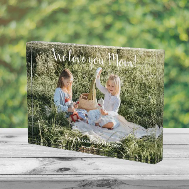 Modern Photo We Love you Mom Block | Zazzle