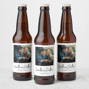 Modern Photo Wedding Beer Bottle Label | Zazzle