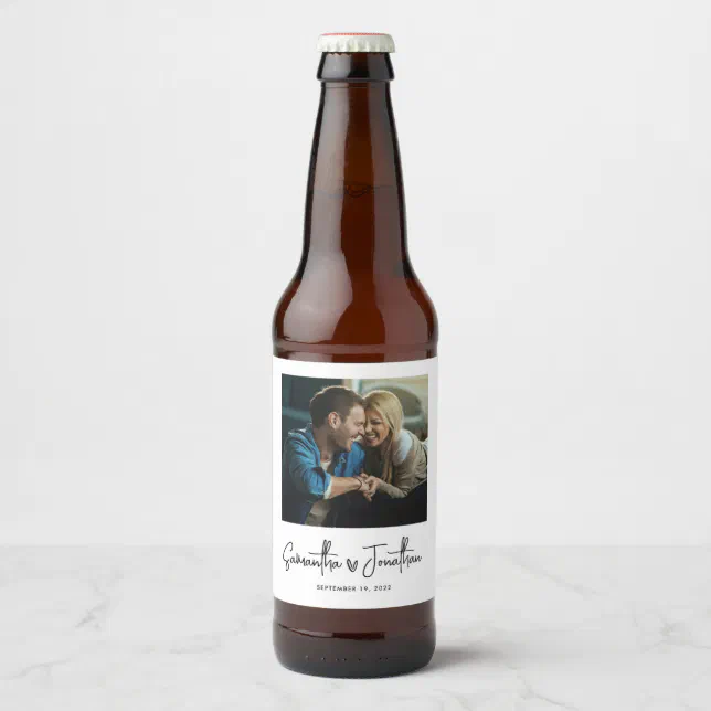 Modern Photo Wedding Beer Bottle Label | Zazzle