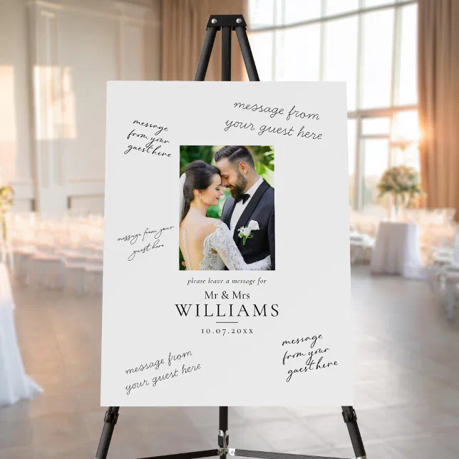 Modern Photo Wedding Guest Signing Board | Zazzle