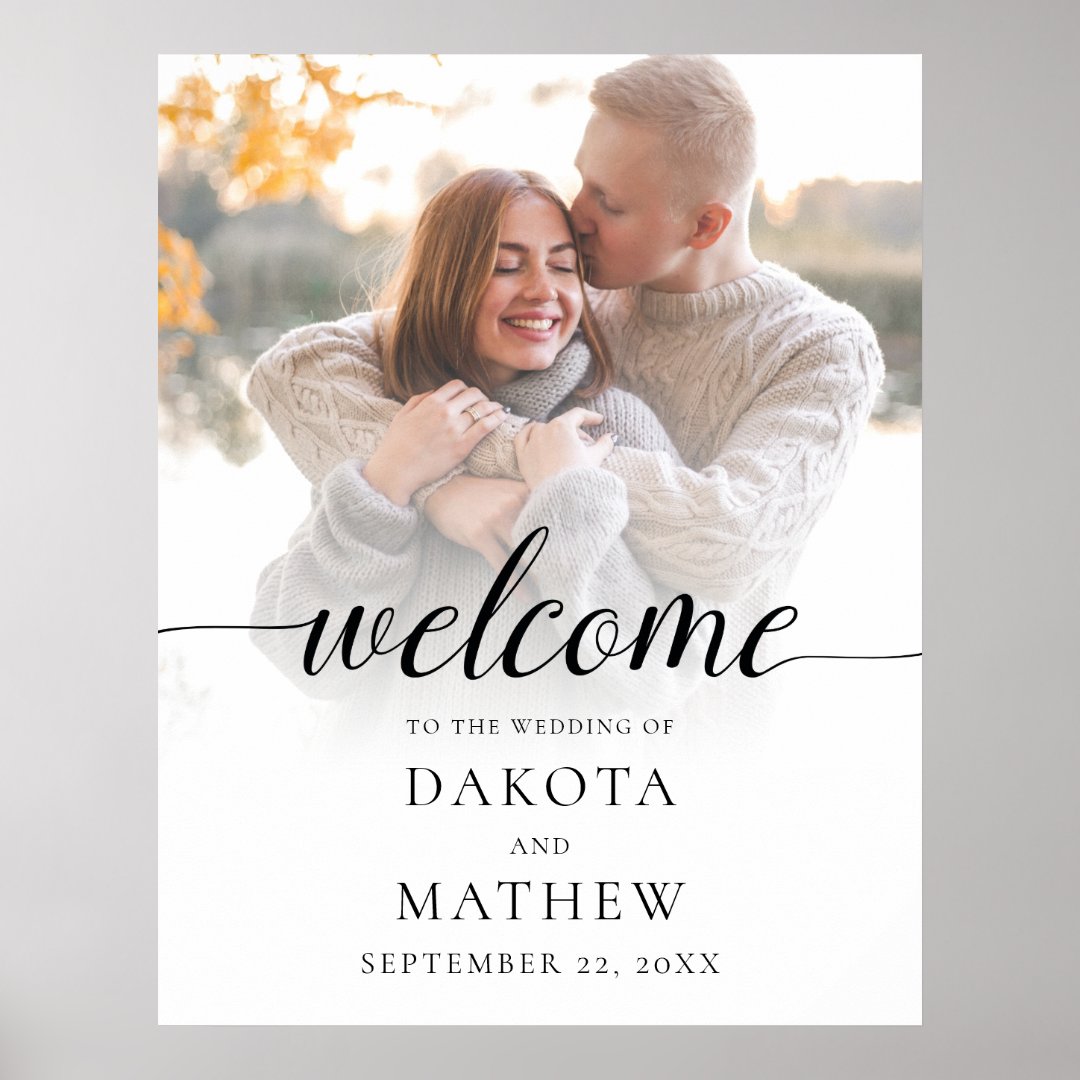 Modern Photo Wedding Handwritten Welcome Poster | Zazzle