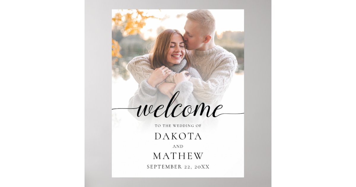 Modern Photo Wedding Handwritten Welcome Poster | Zazzle