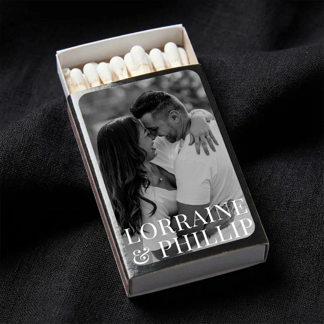 Modern Photo Wedding Matchbox Favor Matchboxes | Zazzle