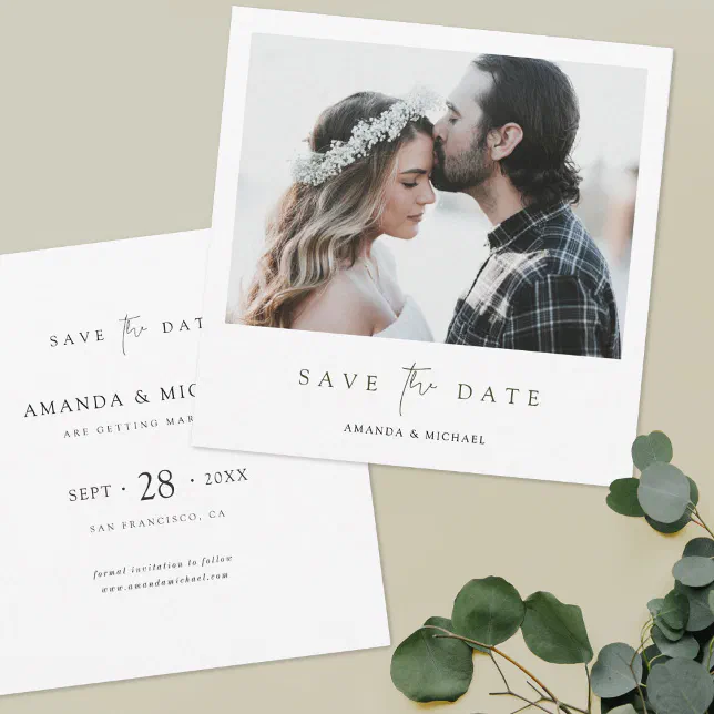 Modern Photo Wedding Save the Date Invite Template | Zazzle