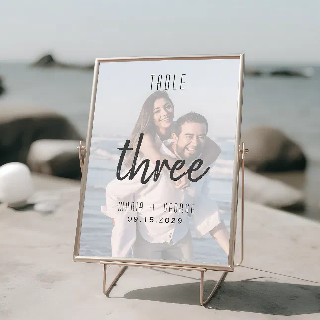 Modern Photo Wedding Table Number | Zazzle