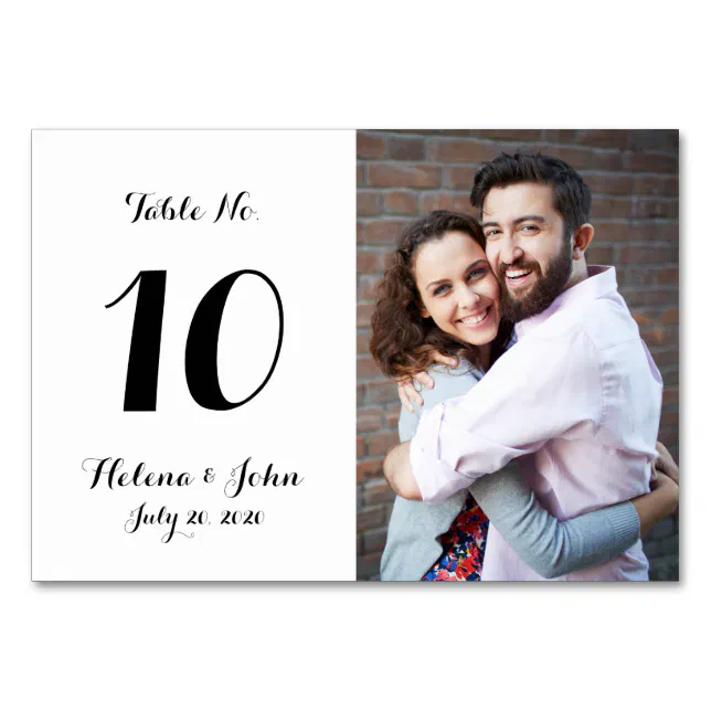 Modern Photo Wedding Table Number Card | Zazzle