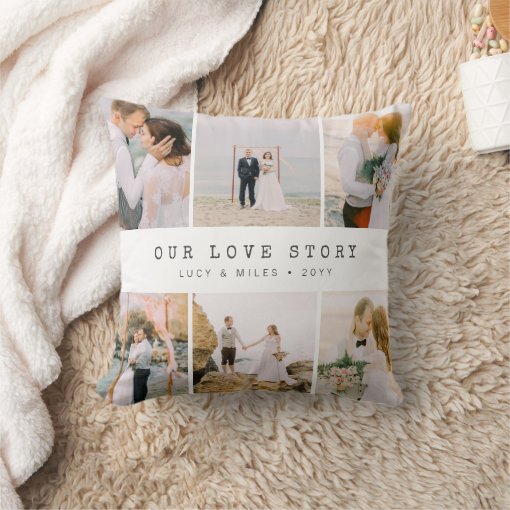 Modern Photo Wedding Throw Pillow | Zazzle