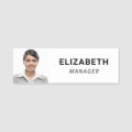 Modern Photo White Name Tag | Zazzle