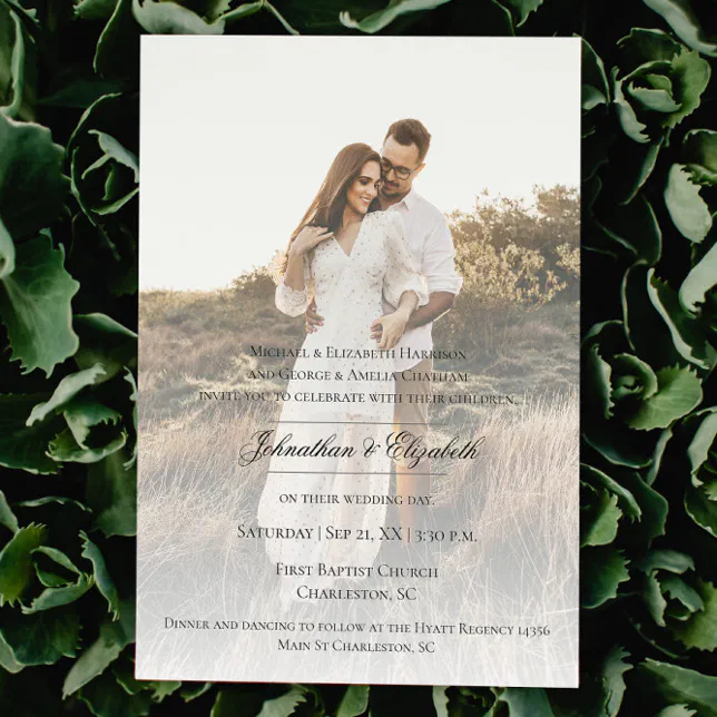 Modern Photo with Overlay Wedding Invitation | Zazzle
