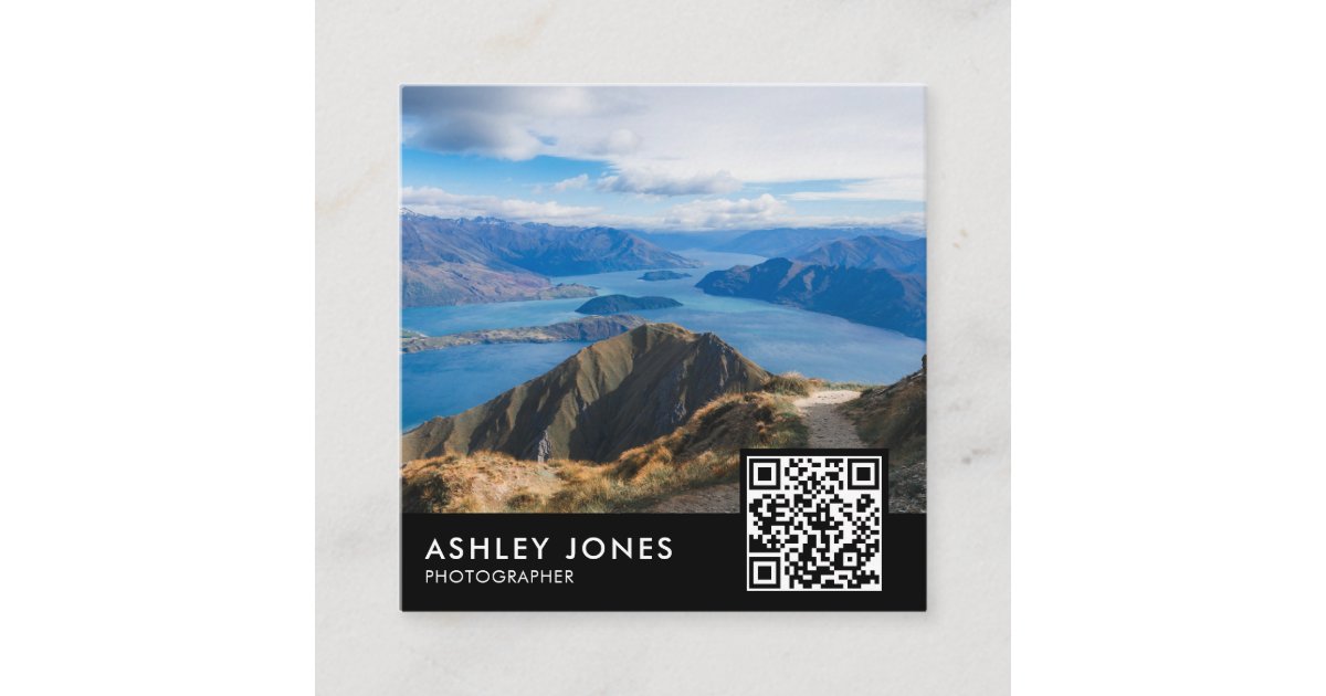 Modern Photographer Photo QR Code Photography Square Business Card | Zazzle