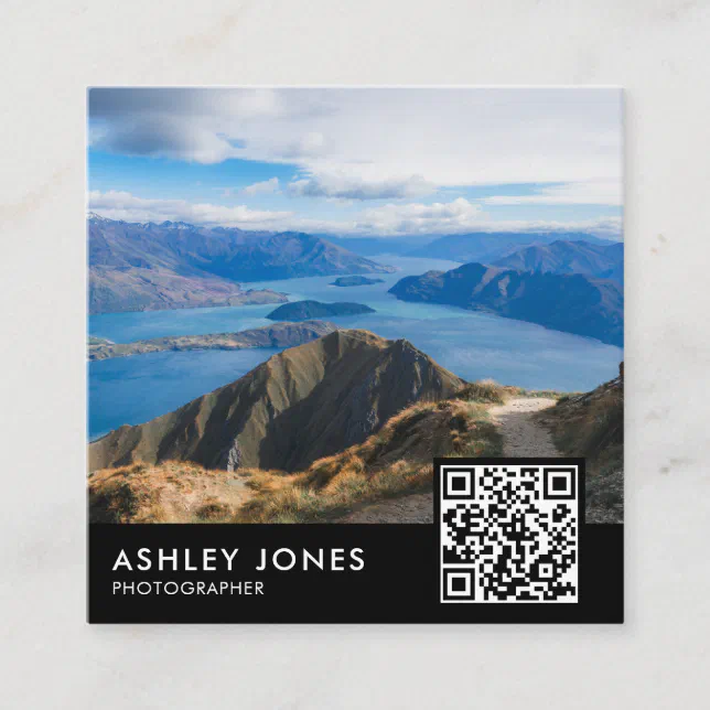 Modern Photographer Photo QR Code Photography Square Business Card | Zazzle