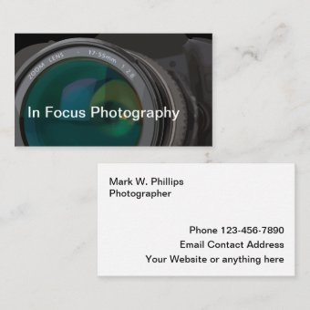 Modern Photography Camera Lens Business Card | Zazzle