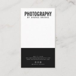 Modern photography professional photographer white business card | Zazzle