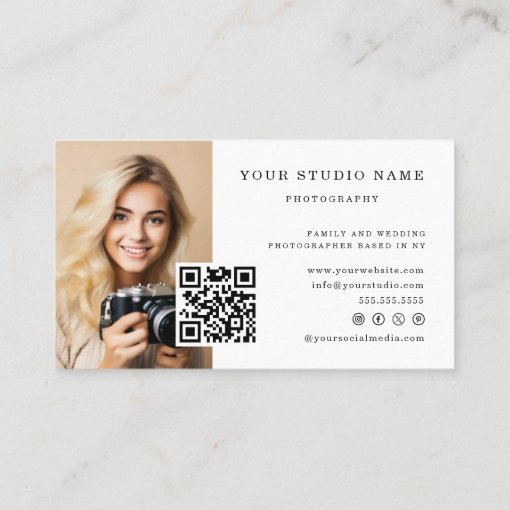 Modern Photography QR Code Business Card | Zazzle