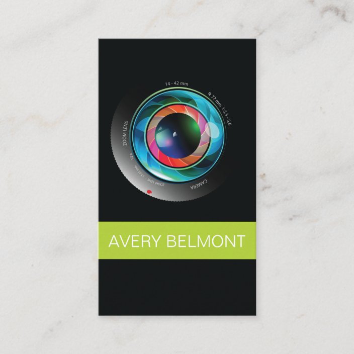 Modern Photography with Camera Lens Business Card | Zazzle.com