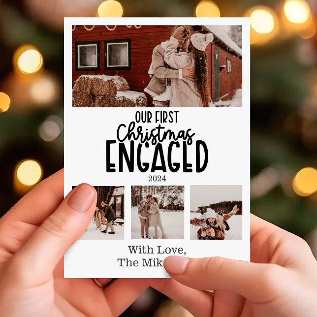 Modern Photos First Christmas Engaged Holiday Card | Zazzle