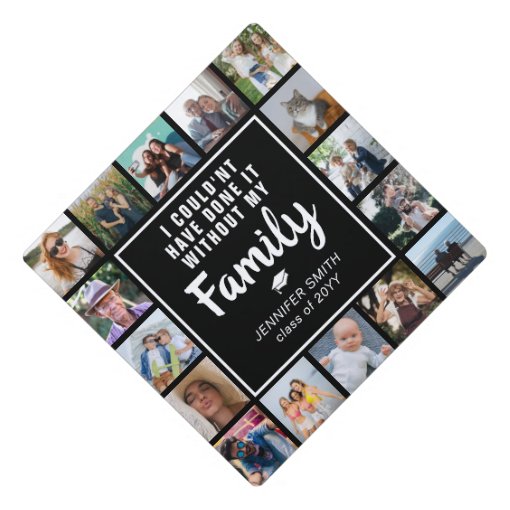 Modern Picture Collage Family Graduate Graduation Cap Topper | Zazzle