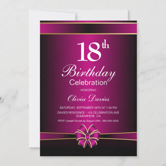 Modern Pink 18th Birthday Celebration Invitation | Zazzle