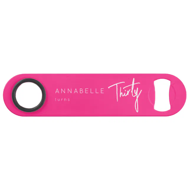 Modern Pink 30th Thirty Thirtieth birthday party Bar Key | Zazzle