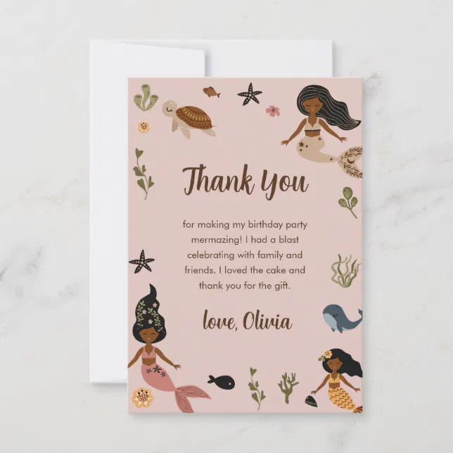 Modern Pink African American Birthday Thank You Card | Zazzle