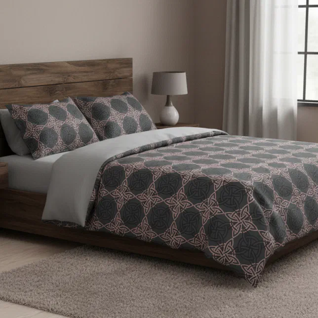 Modern Pink And Black Celtic Pattern Duvet Cover | Zazzle