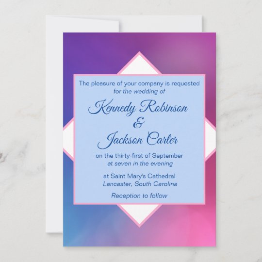 Modern Pink and Blue Geometric Wedding Invitation | Zazzle.com