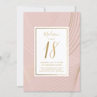 Modern Pink and Gold Eighteenth, 18th, Birthday Invitation | Zazzle