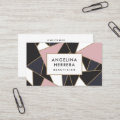 Modern pink and gold geometric color block mosaic business card | Zazzle