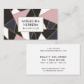 Modern pink and gold geometric color block mosaic business card | Zazzle