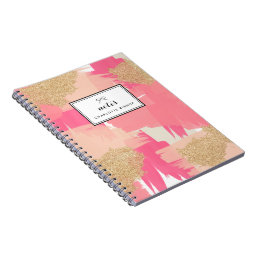 Modern Pink and Gold Glitter Abstract Pattern Notebook | Zazzle