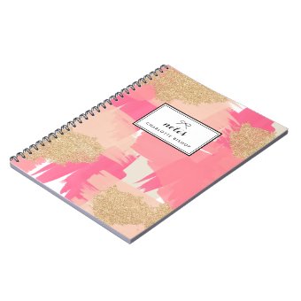 Modern Pink and Gold Glitter Abstract Pattern Notebook | Zazzle