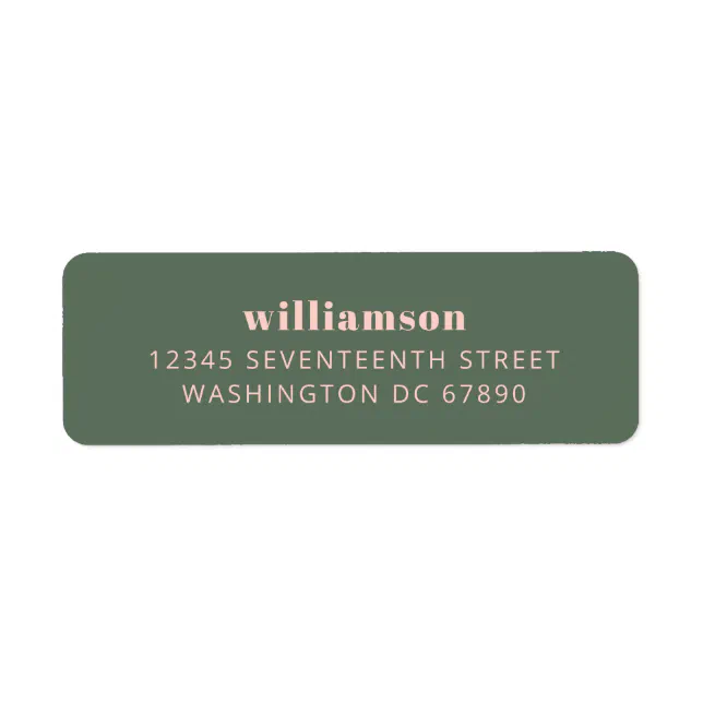 Modern Pink and Green Last Name Return Address Label | Zazzle