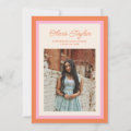Modern Pink and Orange Border Photo Graduation Announcement | Zazzle