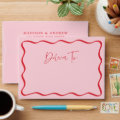Modern Pink and Red Wavy Frame Wedding Envelope | Zazzle