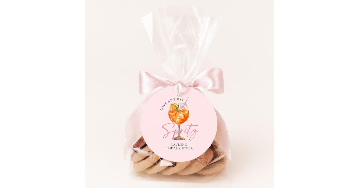 Modern Pink Aperol Spritz Bridal Shower Classic Round Sticker | Zazzle