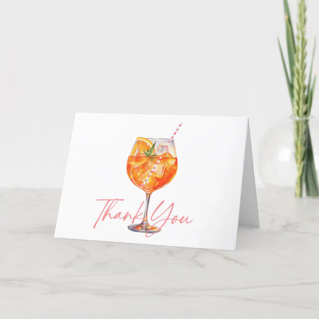 Modern Pink Aperol Spritz Bridal Shower Thank You Card | Zazzle