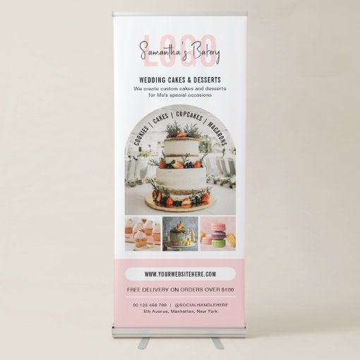 Modern Pink Arch Photos Promotional Dessert Bakery Retractable Banner ...