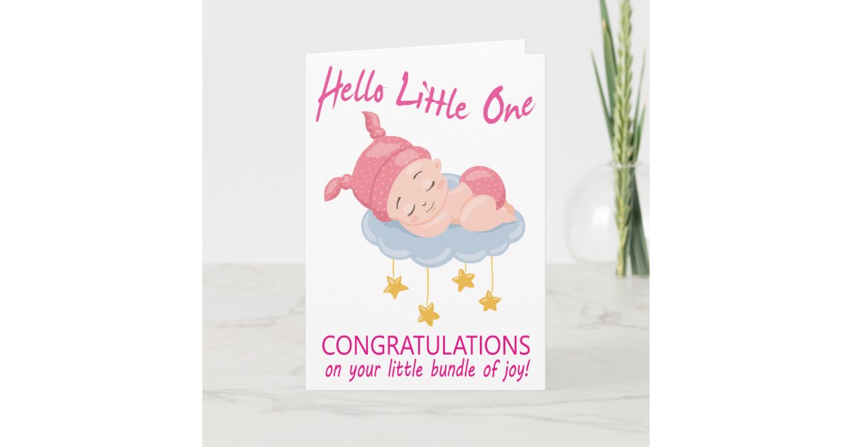 Modern Pink Baby Girl I New Baby Congratulations Card | Zazzle