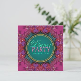 Modern Pink Batik Dinner Party Invitation | Zazzle