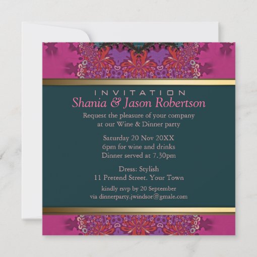 Modern Pink Batik Dinner Party Invitation | Zazzle