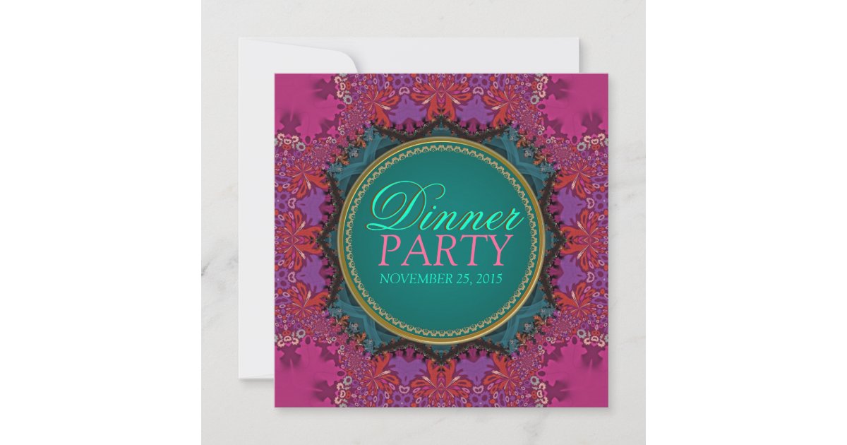 Modern Pink Batik Dinner Party Invitation | Zazzle