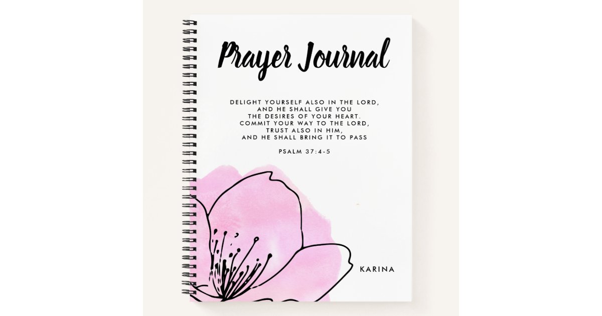 Modern Pink & Black Large Personalized Prayer Notebook | Zazzle
