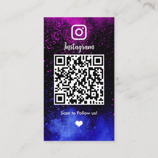 Modern Pink & Blue Instagram QR Code Social Media Business Card | Zazzle