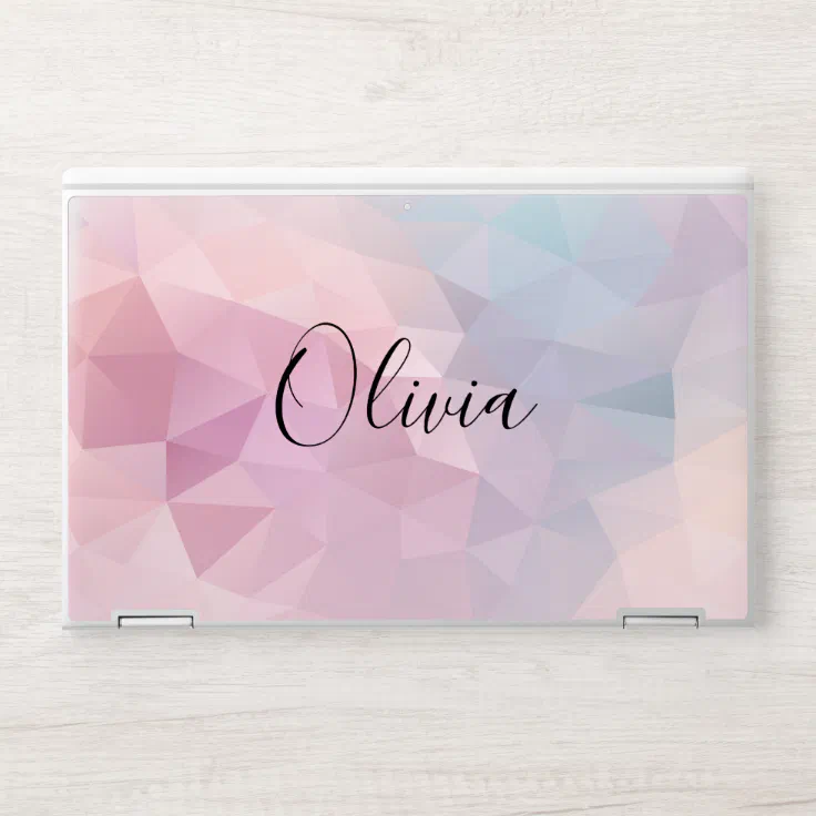 Modern Pink Blue Polygonal Pattern HP Laptop Skin | Zazzle
